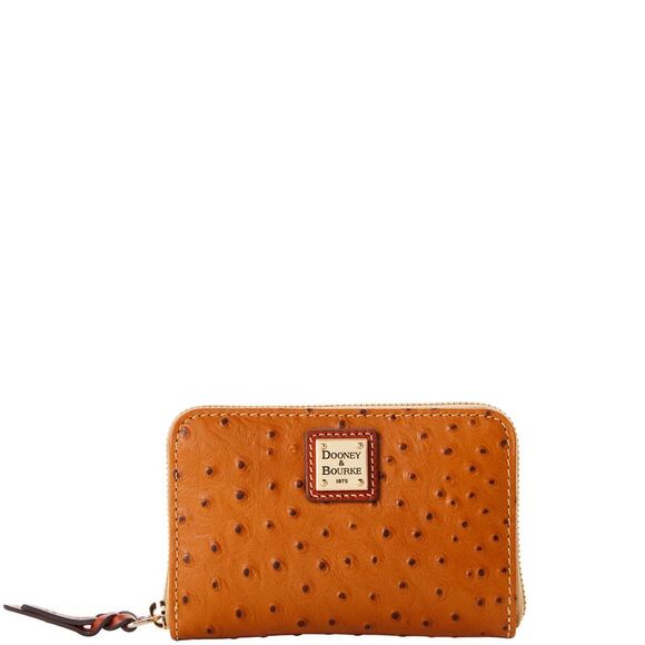 Dooney & Bourke | Bags | Dooney Bourke Ostrich Medium Zip Around Wallet ...
